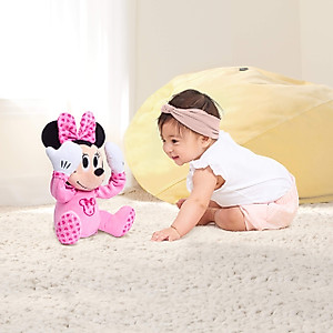 Disney Baby Peek-A-Boo Interactive Plush Stuffed Animal with Sounds, Minnie Mouse, Pink, Kids Toys for Ages 09 Month by Just Play