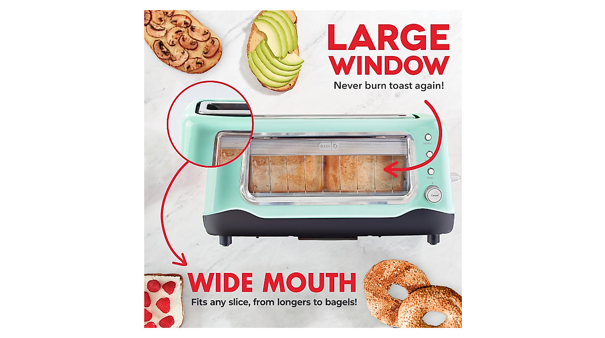 DASH Clear View Toaster - Compact, Wide Slot, 7 Browning Levels