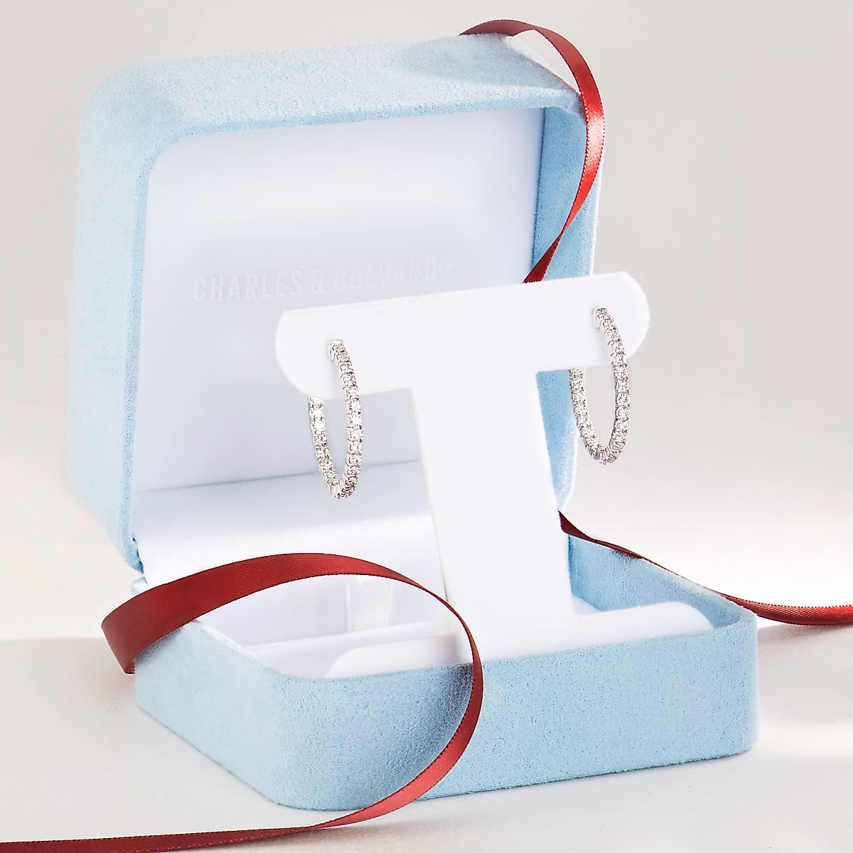 14K White Gold Forever One Moissanite Hoop Earrings 1.76cttw DEW by Charles & Colvard