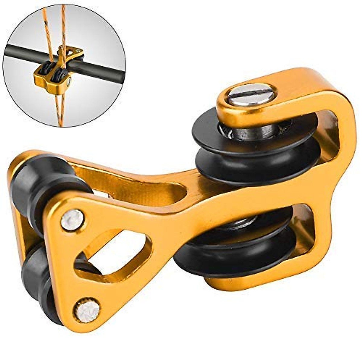 Zer one Archery Roller Guide Cable Slide, Compound Bow Splitter Roller Glide Shooting Hunting Aluminium Alloy Archery Glide Separator(Yellow)