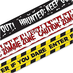 Babigo Halloween Zombie Caution Tape & Zombie Posters Pack, Fright Tape Bundle for Zombie Party or Halloween Party