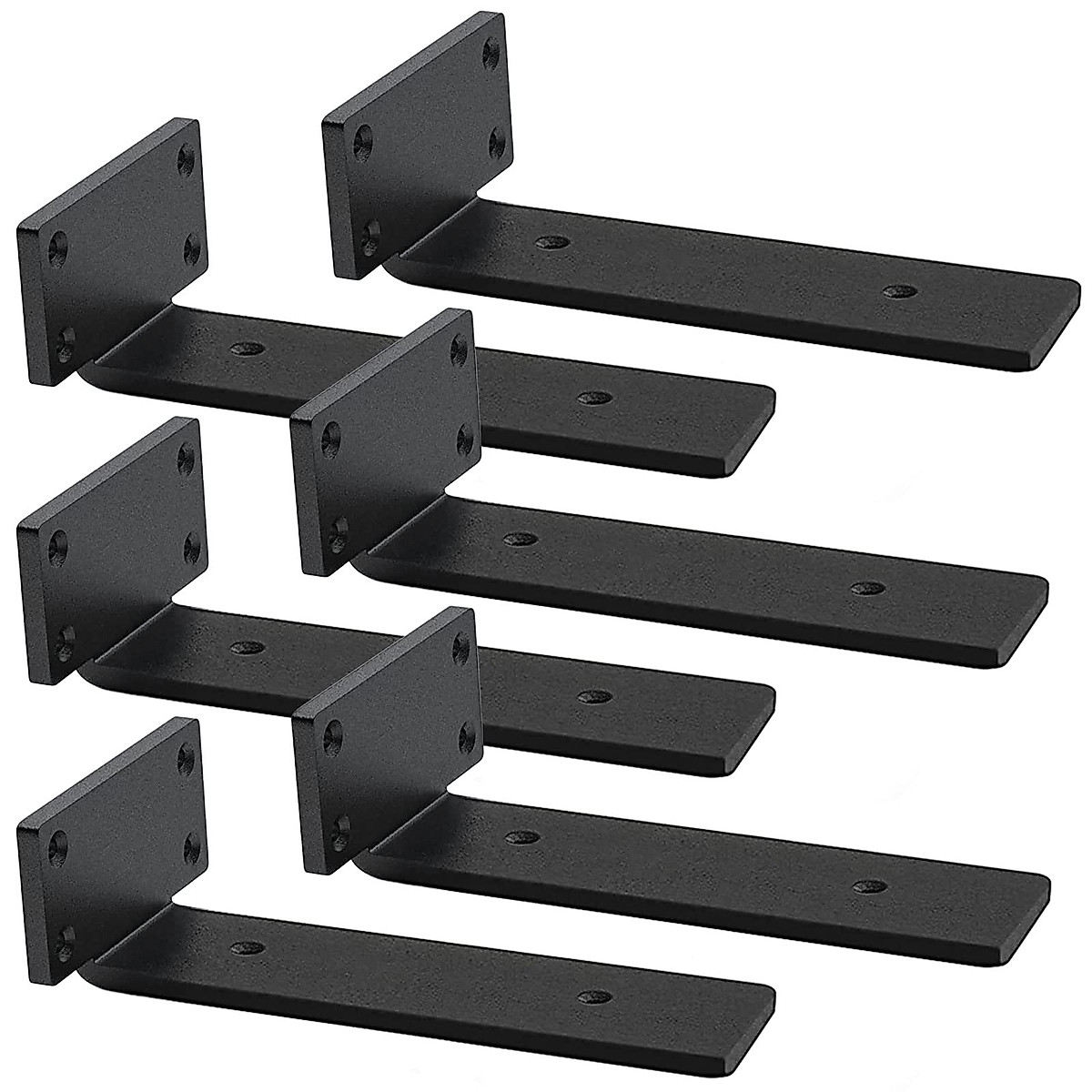 Premium Heavy Duty Shelf Brackets – 0.2In Thick Black L Shape Shelf Bracket, Hidden Steel Brackets for Shelves - 8 Inch Heavy Duty Floating Shelf Hardware (6Pcs)