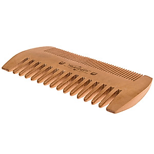 Mr Rugged Pocket Beard Comb - Wide and Fine Teeth Sides - Pear Wood Comb - Wooden Handmade Brushes Beard Oils & Balms to Promote Softer & Thicker Growth - Better for Beards Than Metal or Plastic