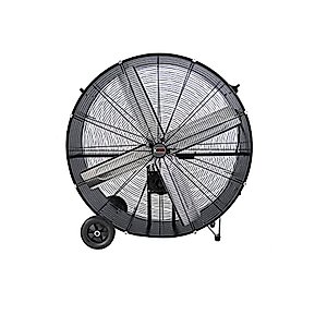 K Tool International 77742; 42” Belt Drive Drum Fan; Industrial Fan, Garage, Shop, High Speed 2-Speed, Durable, Cut-Off Protection, Easy Mobility Rubber Wheels; 1 Year Warranty, 14,800 Max CFM, Black