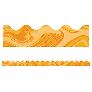 Orange Marble Scalloped Borders