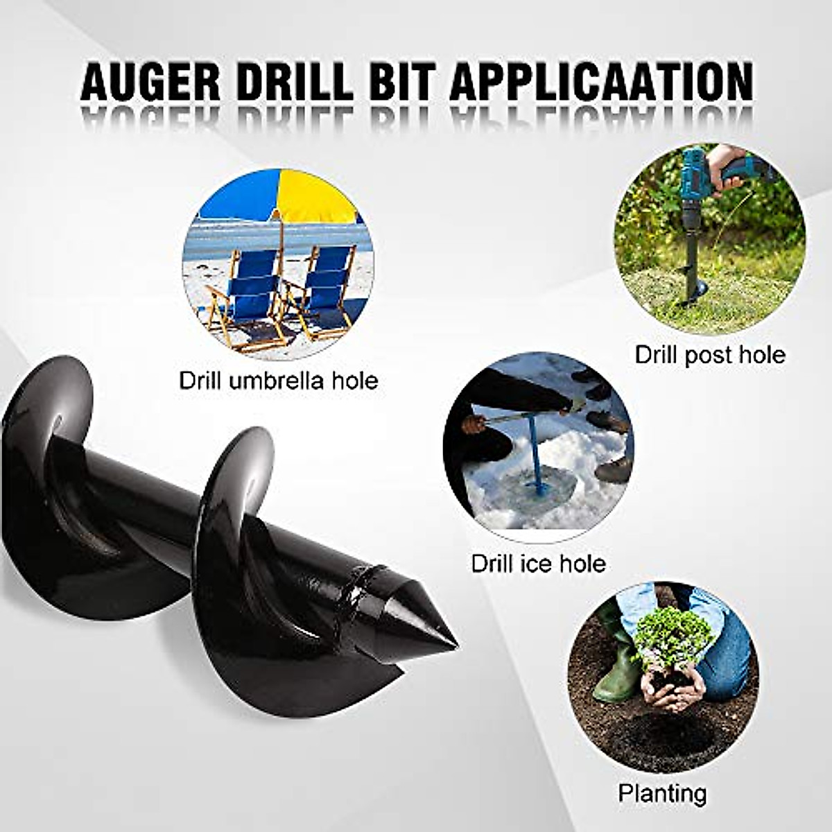 Auger Drill Bit 3" X 10" Flower Bulb Auger Rust Earth Auger Bit Auger Spiral Drill Bit for Planting Bedding Bulbs Seedlings Post or Umbrella Hole Digger for Hex Drive Drill Garden Grass Plug Plant