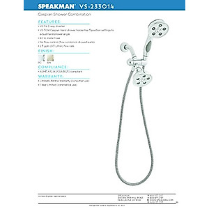 Speakman VS-233014-BN Caspian Anystream 2-Way Shower Combination, 2.5 GPM, Brushed Nickel