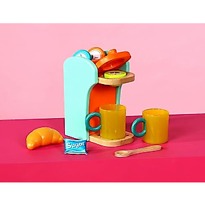 B. toys- Café au Play- Pretend Play Wooden Coffee Maker for Kids- Wooden Coffee Machine Set – 10 Pretend Play Accessories – Kitchen Play Set – 2 Years +