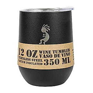 Aquapelli Vacuum Insulated Wine Tumbler, 12 Ounces, Midnight Black