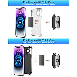 【2-Pack】 Magnetic Phone Holder for Car, [ Super Strong Magnet ] [ 4 Metal Plate ] Carmount 2.0 Magnetic Phone Mount [ 360° Rotation ] Universal Dashboard Adhesive Magnetic Phone Holders for Your Car