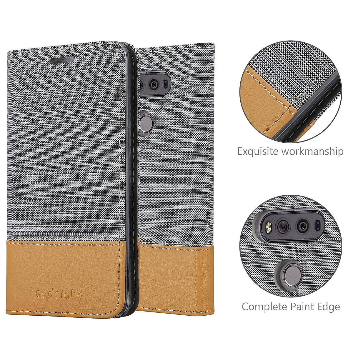Cadorabo Book Case Compatible with LG V20 in Light Grey Brown - with Magnetic Closure, Stand Function and Card Slot - Wallet Etui Cover Pouch PU Leather Flip