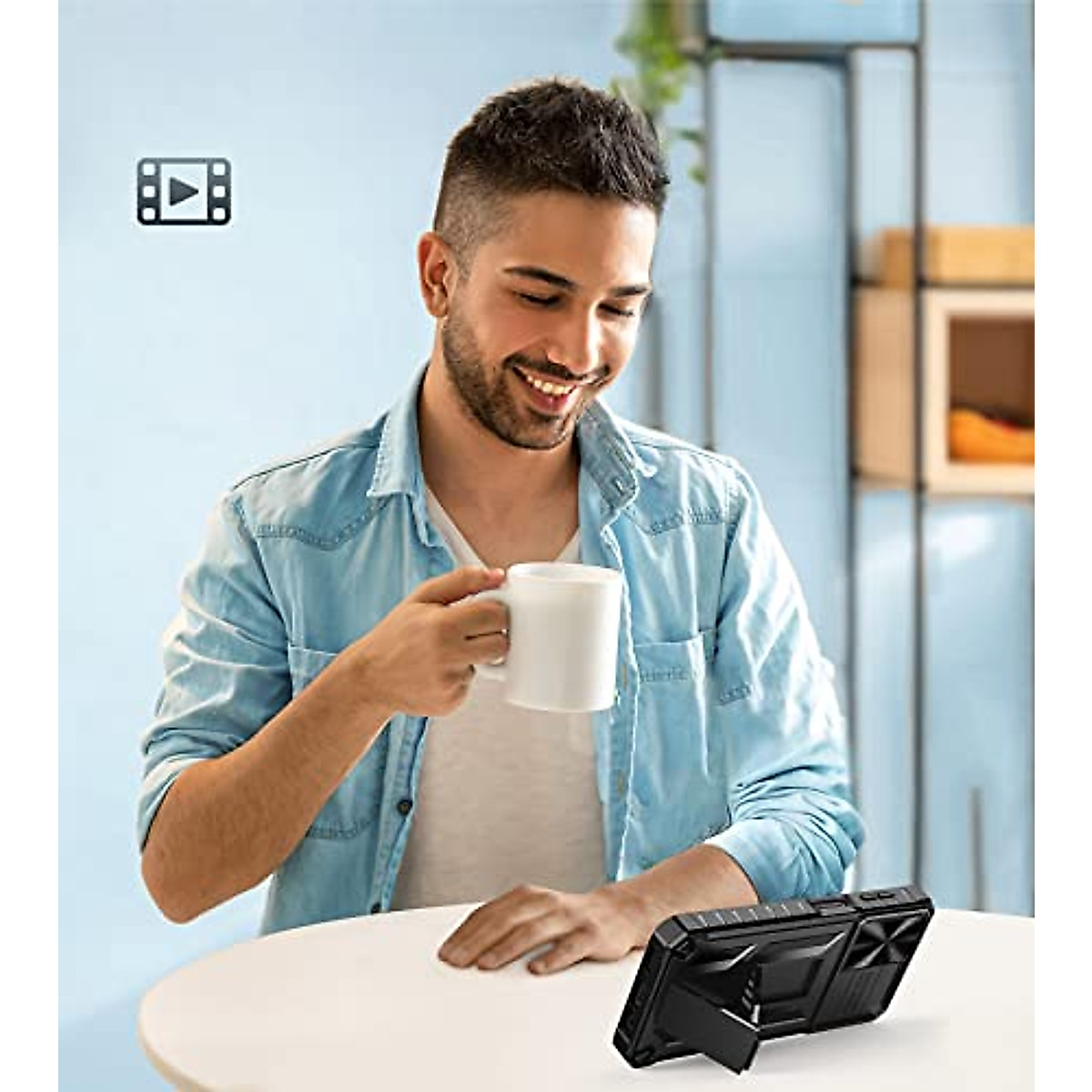 FNTCASE for Samsung Galaxy A14-5G Case: Protective Shockproof Rugged Military Grade Drop Protection A14 Cell Phone Mobile Cover with Kickstand | TPU Matte Textured Tough Hybrid Hard Cases - Black