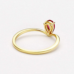 Michooyel 18K Gold Plated Ruby Rings Simple Pear Cut Dainty Rings Sterling Silver Women Promise Ring