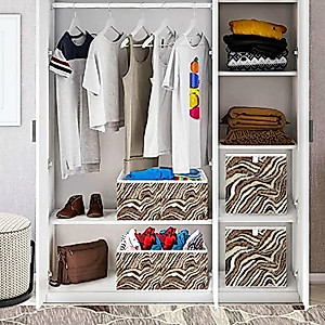 Leopard Zebra Print Cube Storage Bin Collapsible Storage Bins Waterproof Toy Basket for Cube Organizer Bins for Nursery Toys Kids Books Closet Shelf Office - 11.02x11.02x11.02 in