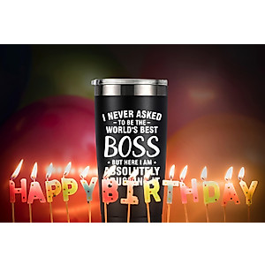 MASGALACC Boss Gifts for Men & Women - Cool World's Best Boss Day Gifts for Boss from Employees, Boss Appreciation Birthday Christmas Boss Tumbler 20oz, Black