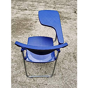 Yosogo Folding Chair with Writing Board (Blue Color) - Ergonomic Compact Portable Plastic Foldable Chair with Side Table, Book Net and Breathable Backrest for Student and Office