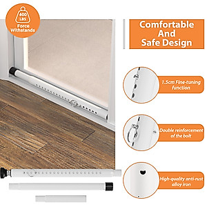 BsBsBest Window Security Bars Inside Adjustable 18 to 51 Inch Sliding Door Security Bar Interior White 1 Pack Window Locks Security up and Down Window Bars Security Extendable