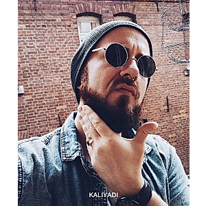 KALIYADI Round Polarized Sunglasses for Men Women Retro Metal Hippie Circle Style Sun Glasses UV Protection (2 Pack) 45mm