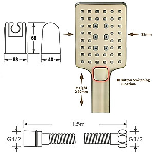 HAUSELIEBE Handheld Shower, Wall Mount Bathroom Handheld Showerheads ABS Hand Held Shower Head Combo with Hose