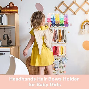 Watbeyoz Headband Hair Bows Holder Organizer for Girls，Hanging Baby Headband Holder Storage Organizer Wall Decor for Toddler Girls Room Door,Closet,Wall (White)