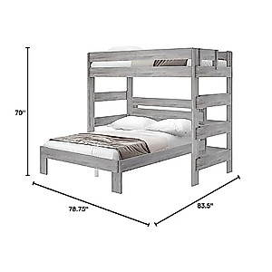 Plank+Beam Rustic Twin Over Queen L Shape Bunk Bed, Driftwood
