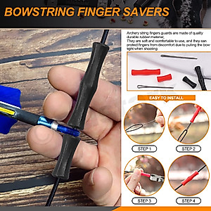 Rustark 17Pcs Archery Bow String Tool Accessories Assortment Kit Including Archery Nocking Buckle Pliers, Bow String Nocking Point, T Shape Bow Square Ruler, Wax, Bow String Silencer, Finger Protector