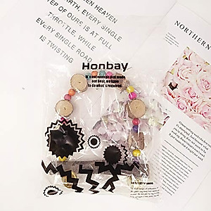 HONBAY Wooden Bird Swing Perch Parrot Hanging Toy for Small Sized Birds