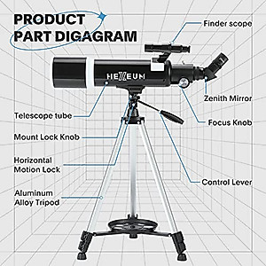 Telescope for Adults & Beginner Astronomers - 80mm Aperture 600mm Fully Multi-Coated High Transmission Coatings with AZ Mount Tripod Phone Adapter, Carrying Bag, Wireless Control.