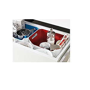 VARIERA Open Storage Box,Kitchen Cabinet and Pantry Storage Organizer Bin - Two Cut-Out Handles That Make 9.4 x 6.75 x 4.3 Inches (Black /White)