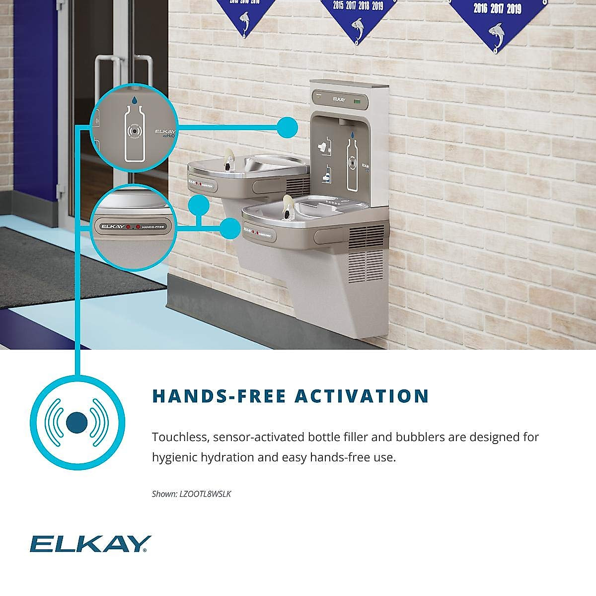 Elkay EZH2O Bottle Filling Station with Bi-Level ADA Cooler Dual Hands Free Activation Refrigerated Stainless