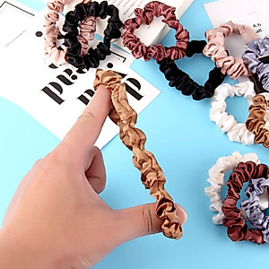 KINMINGZHU, 12 Pieces Silk Hair Scrunchies Silk Hair Tie Elastic Ponytail Holders for Women Girls Hair Accessories-002