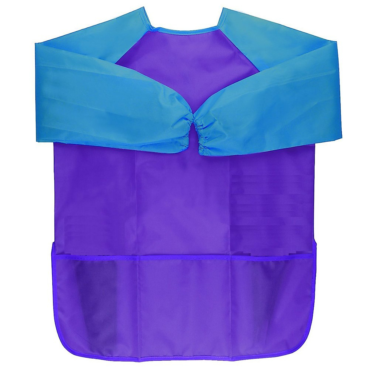 Honbay Kids Waterproof Long-Sleeved Smock Apron Bib for Eating Painting Kitchen Classroom, Community Event, Crafts & Art Painting Activity 5-5Year (Blue)