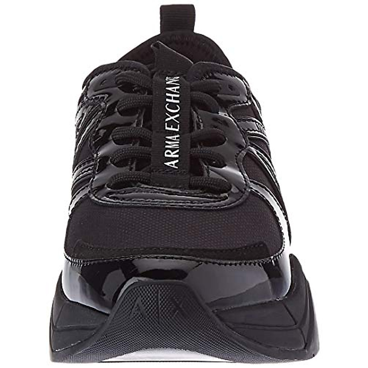 A｜X ARMANI EXCHANGE Women's AX Logo Streetwear Sneaker, Black, 8.5