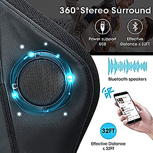 Gaming Chair with Speakers Video Game Chair with RGB LED Lights Ergonomic Racing Office Chair PU Leather Recliner Computer Chair Swivel E-Sports Chair with Lumbar Support Headrest Armrest, Black