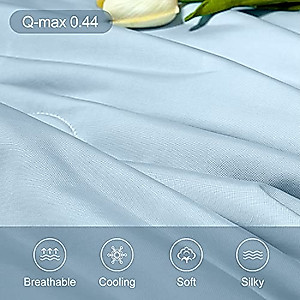 LLanCL Cooling Blankets for Hot Sleepers - Cool Like Ice Cream Lightweight Blanket for Summer with Double Side Cold, Cooling Comforter, Quilt, Fabric for Bed (King Size 90" x 108" Blue & Grey)