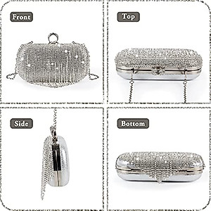 SUKUTU Women Tassel Evening Clutch Bag Luxury Rhinestones Party Prom Purse Handbag With Detachable Chain
