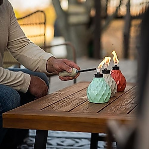 TIKI Seaside Escape 3-Pack Table Torches, 6" – Pastel Ivory, Pink & Blue Glass Outdoor Lighting | Weather-Resistant Design | Includes Long-Lasting Wick & Snuffer for Patio & Backyard