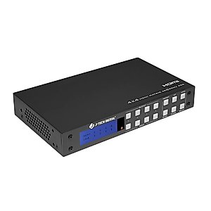 J-Tech Digital 4K 4x4 HDMI Matrix Switch HDMI2.0 4K 60Hz 4:4:4 HDR Compatible with Dolby Vision, with Audio Outputs, Display Panel, Web GUI Control, J-Tech Digital Control App [JTECH-4KM44A]