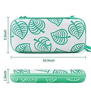 Grehge Carrying Case for Nintendo Switch,Leaf Crossing Hard Shell Protective Storage Case for Switch Console and Accessories,Cute Slim Portable Travel Carry Case Bag with 10 Game Card Slots for Girls