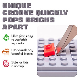 Brick Popper - World's Fastest Brick Separator Tool - Efficient Brick Remover for Kids and Adults - Perfect for Ages 6 and Up - Essential Brick Tool (Red)