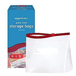Amazon Basics Slider Gallon Food Storage Bags, 90 Count (Previously Solimo)
