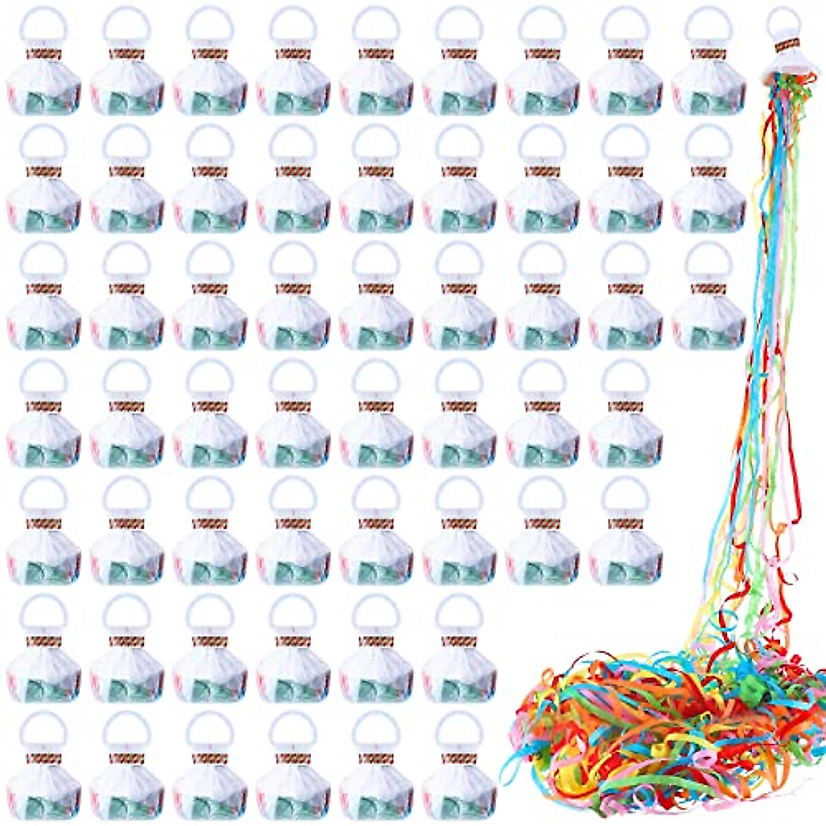 30 Pieces Hand Throw Streamers White Throw Streamers No Mess Confetti Crackers for Wedding, Birthday, Graduation Party Favors