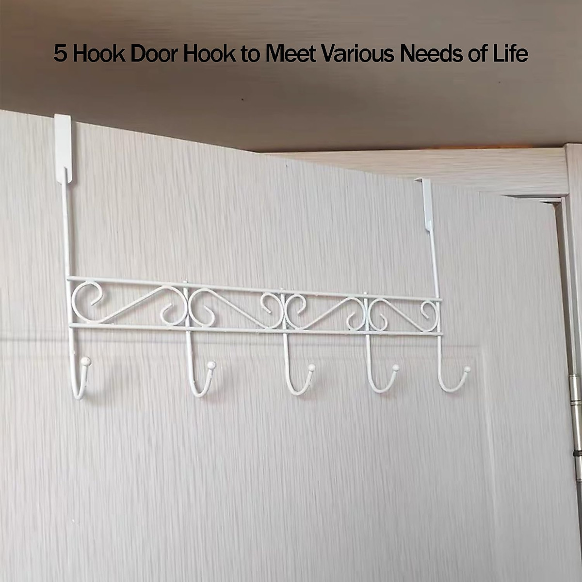 qczoyp Over The Door Hooks - Towel Rack Coat Rack, Heavy Duty Towel Hooks for Bathrooms, Clothes, Belt, Robes, Door Hanger Hook - 5 Hooks