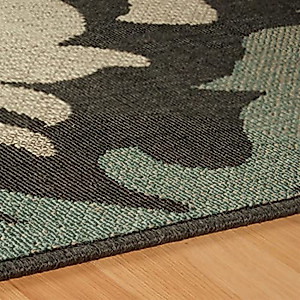 SUPERIOR Lowell Collection Indoor/Outdoor Damask Pattern Area Rug, Grey/Beige/Teal, 2' x 3'