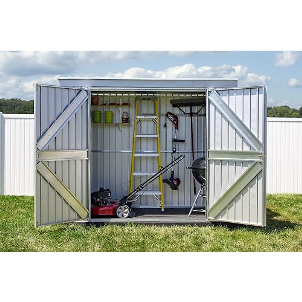 Arrow Shed Elite 6' x 6' Outdoor Lockable Gable Roof Steel Storage Shed Building, Silver