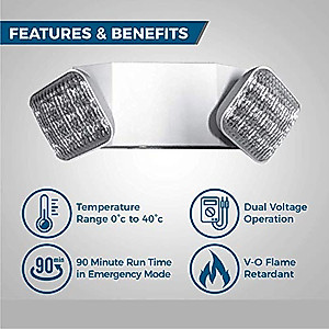 Ciata Led Emergency Lights for Business, for Home Power Failure - Ultra-bright Led Emergency Lights with Battery Backup, Fire Emergency Lights, Made from Engineering-grade Thermoplastic - 6 Pack
