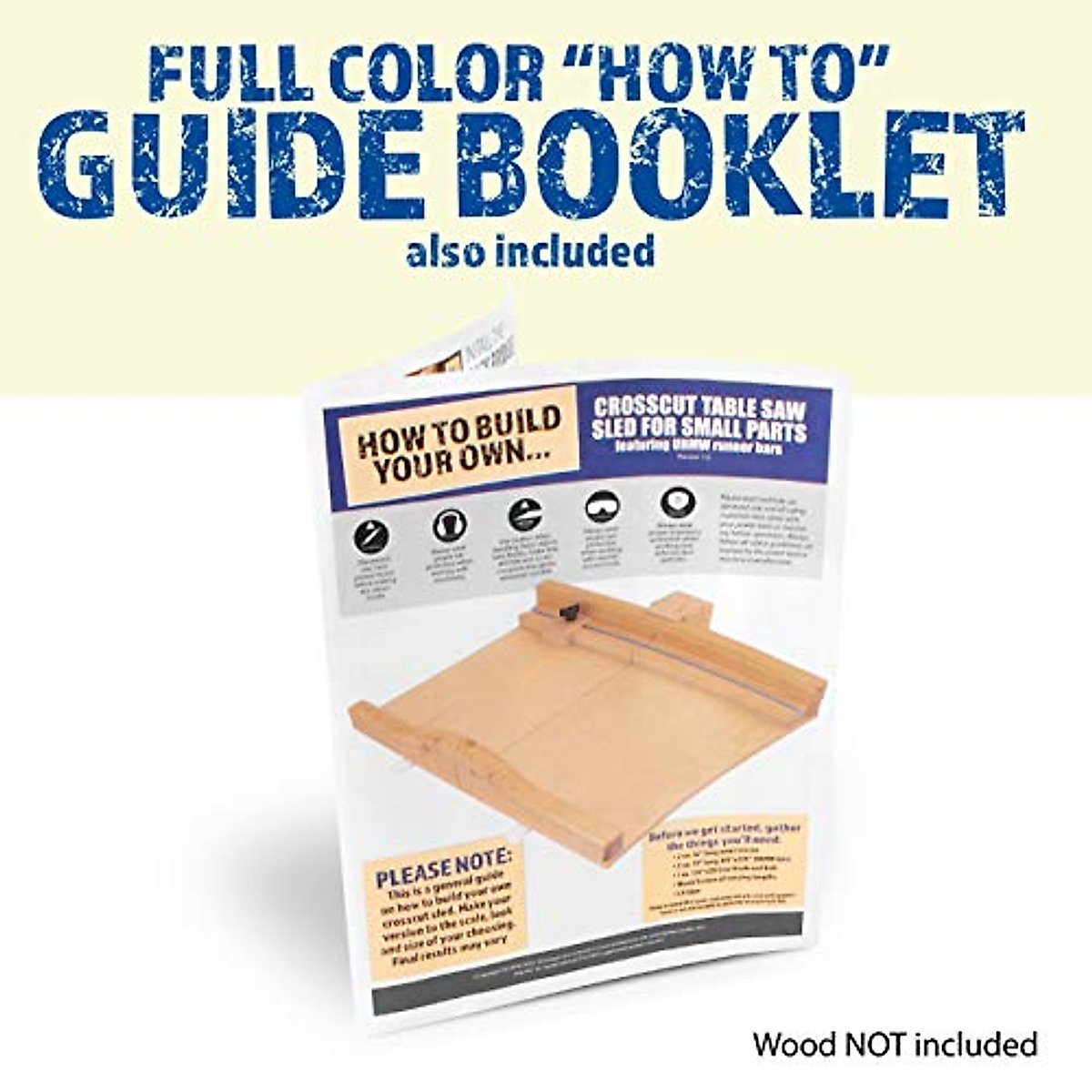 Fulton DIY Table Saw Crosscut Sled Kit with 2 UHMW Bars 2 Aluminum Tracks 1 Knob and 1 Bolt along with Full Color HOW TO BUILD YOUR OWN Crosscut Sled Guide Booklet