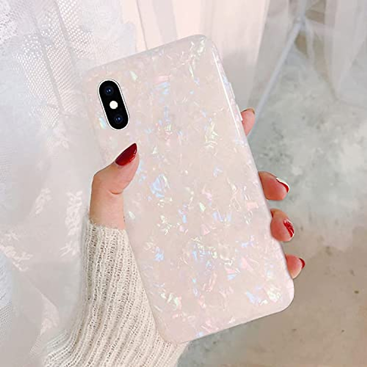 J.west iPhone X Case, Opal iPhone X Case Luxury Sparkle Bling Crystal Clear Soft TPU Silicone Back Cover for Girls Women for Apple 5.8" iPhone Xs (Colorful)