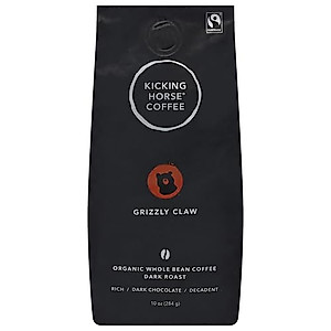 Kicking Horse Coffee, Grizzly Claw, Dark Roast, Whole Bean, 10 Oz - Certified Organic, Fairtrade, Kosher Coffee