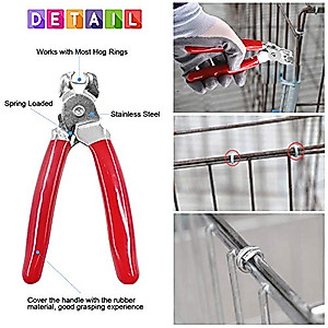 Glarks 362Pcs Hog Ring Pliers with Hog Rings Kit, 360Pcs 1/2'' 3/4'' 3/8'' Steel Hog Rings with Angled Hog Ring Pliers and Anti-Cutting Gloves for Upholstery, Fencing, DIY Craft, Furniture and more